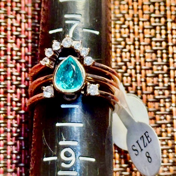 Fragrant Jewels | Jewelry | Fragrant Jewels Aqua Teardrop Trio Ring Set ...